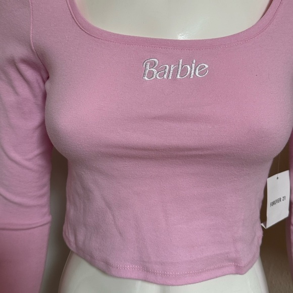Barbie | Tops | Barbie Crop Top Long Sleeve Sweater Top Baby Pink ...